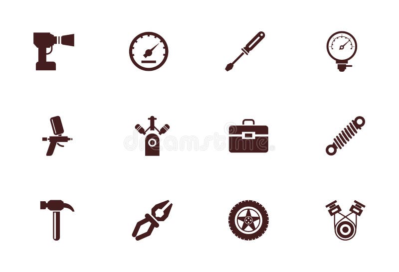 Bundle of Mechanic Set Icons Stock Vector - Illustration of speed ...