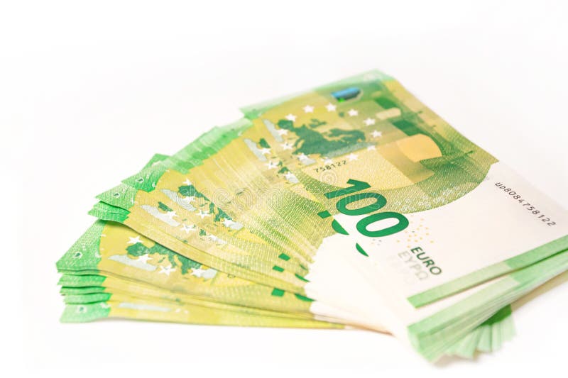 A Bundle of Money Stack of 100 Euro Banknotes Stock Photo - Image of ...
