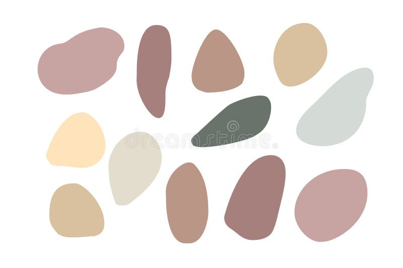 Bundle of Neutral Abstract Organic Shape Blots Isolate on White ...