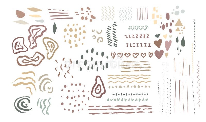 Bundle of Neutral Abstract Organic Shapes and Lines Isolate on White ...