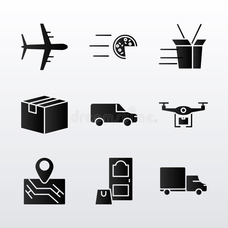 Bundle of Nine Delivery Service Icons Stock Vector - Illustration of ...