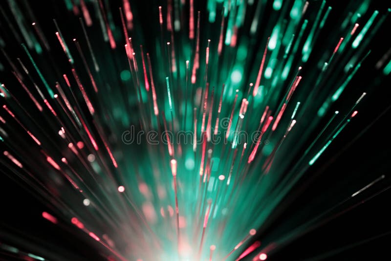 Bundle of Optic Fibers in Red and Green Light Stock Image - Image of ...