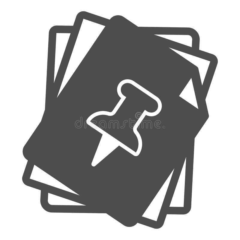 Bundle of Paper Sheets, Page with Push Pin Solid Icon, Documents ...