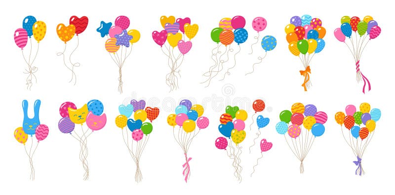 Bundle Balloons Set Illustration Cartoon Balloons Different Shapes ...