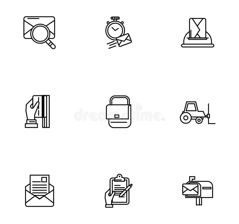 Bundle of Postal Service Icons Stock Vector - Illustration of ...