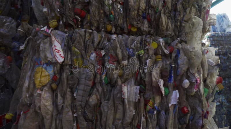 Bundle of Pressed Plastic Bottles Prepared for a Garbage Recycling on ...
