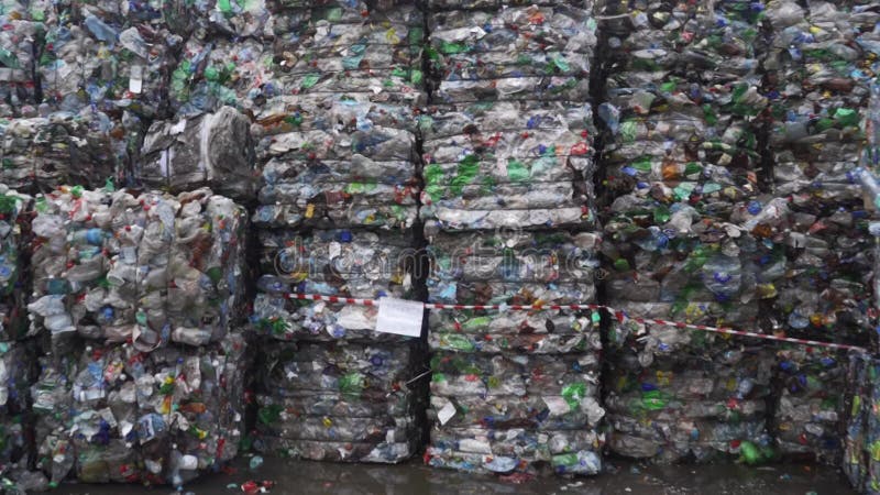Bundle of Pressed Plastic Bottles Prepared for a Garbage Recycling on ...