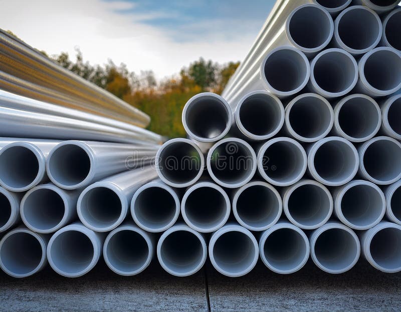 A Bundle of PVC Pipes in Various Sizes Placed Horizontally on a Clean ...