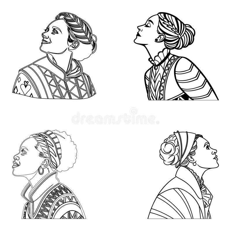 Bundle Queen Head Icon Art and Illustrator Eps Stock Vector ...