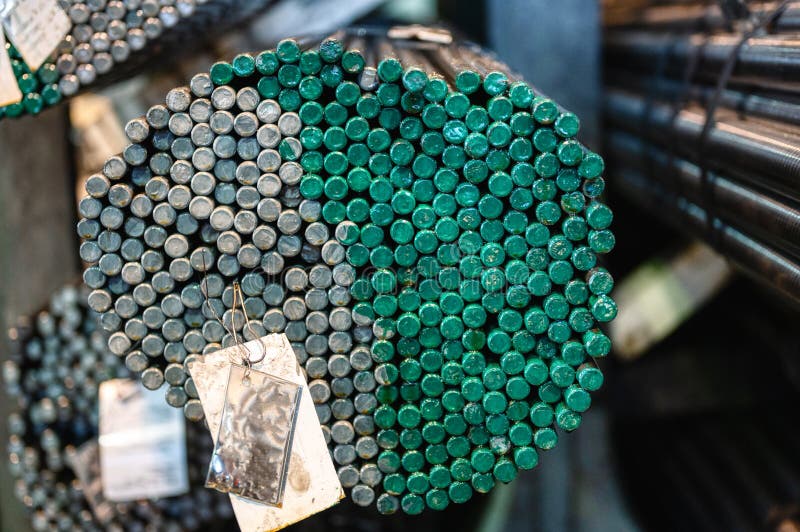 A Bundle of Round Metal Bars, Steel Mill Products Stock Image - Image ...