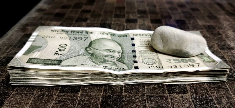 Bundle of Rs 500 Indian Currency Kept on a Wooden Table Stock Image ...