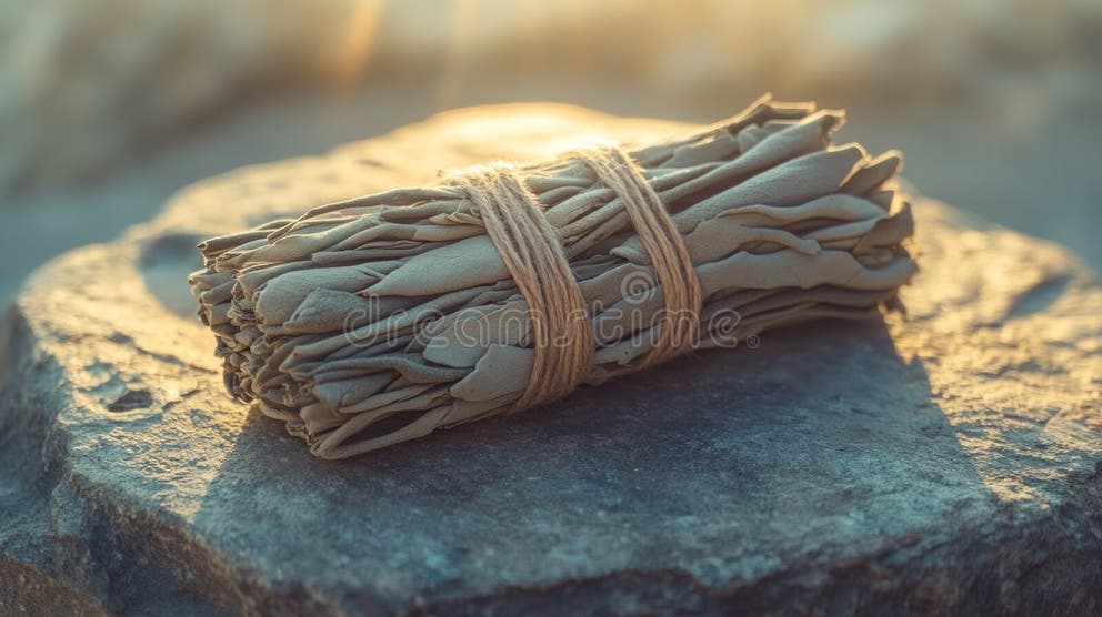 Bundle of Sage on a Stone for Smudging Ritual. Stock Photo - Image of ...