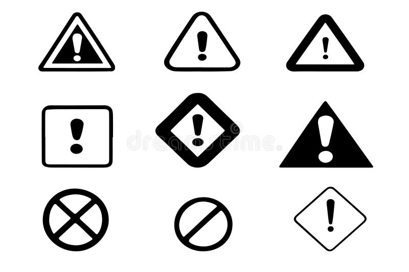 Bundle or Set of Caution, Warning Sign or Icon Silhouette Stock ...