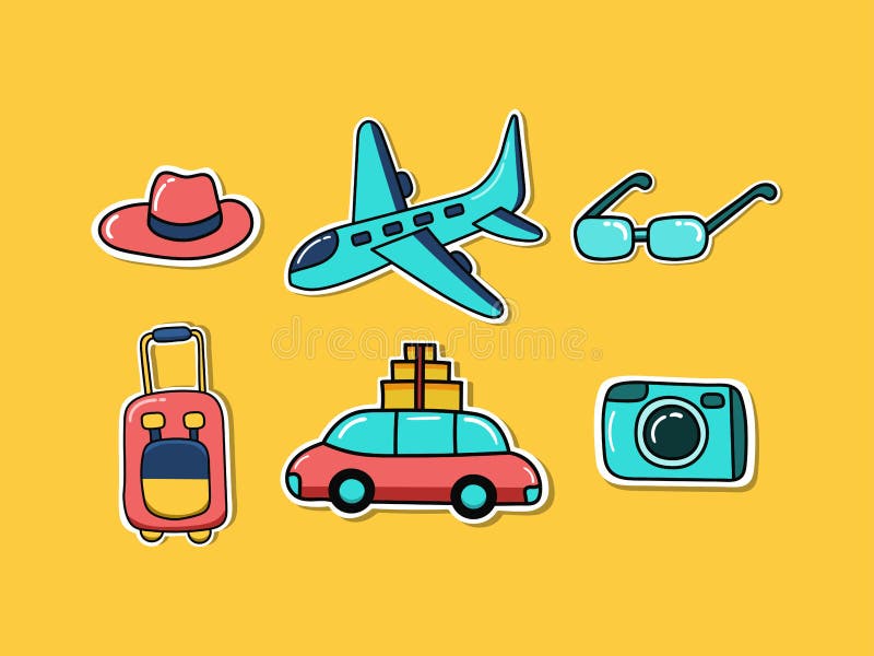 Hand Drawing of Travel Set Illustraton Stock Vector - Illustration of ...