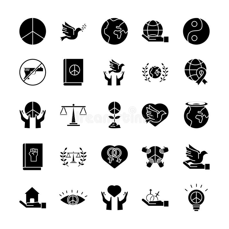 Bundle of Seventeen Human Rights Silhouette Style Set Icons Stock ...