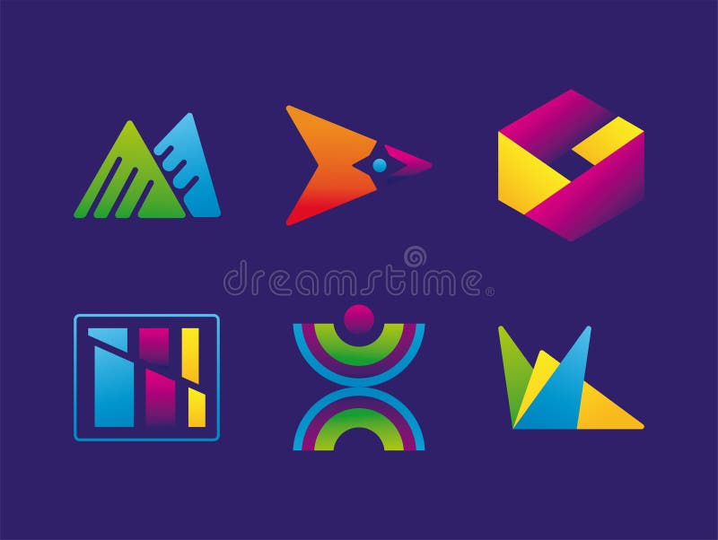 Bundle of Six Logos Company Set Icons Stock Vector - Illustration of ...