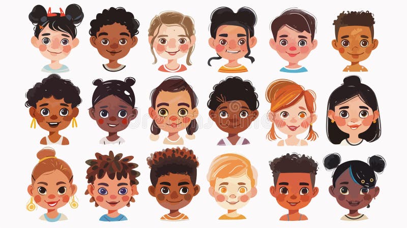 Bundle of Smiling Faces - Set of Children Avatars for Creative Projects ...