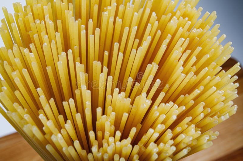 The Bundle of Spaghetti is Photographed from the End Stock Photo ...