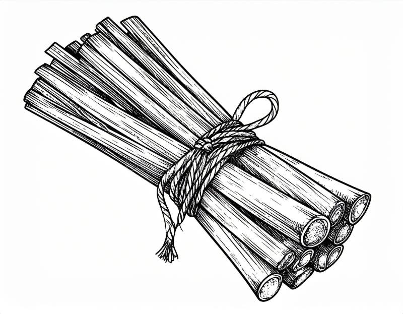 Bundle of Sticks Tied with Twine Illustration Stock Illustration ...