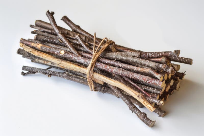 A Bundle of Sticks Tied Up on a White Surface, Ideal for Illustrating ...