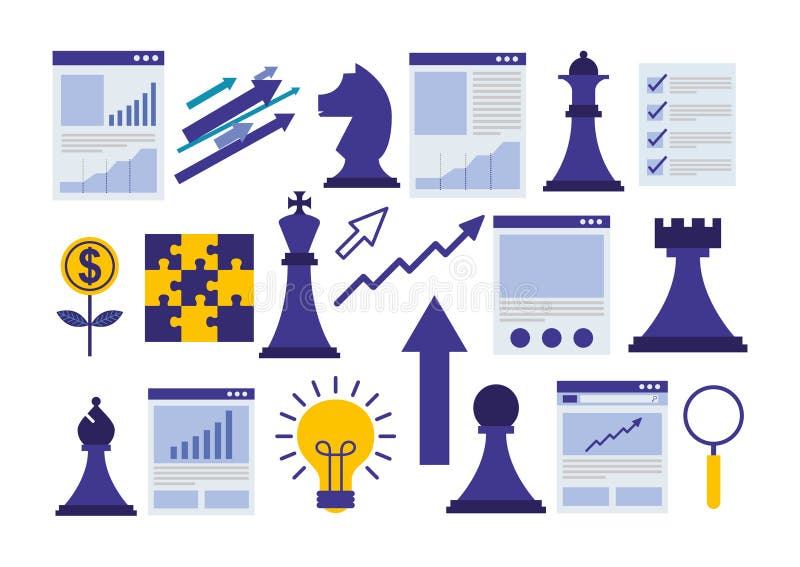 Bundle of Strategy and Data Stock Illustration - Illustration of ...