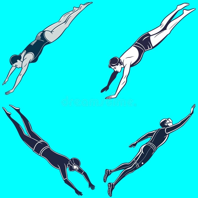 Bundle Swimming Man Art and Illustrator Eps Stock Illustration ...