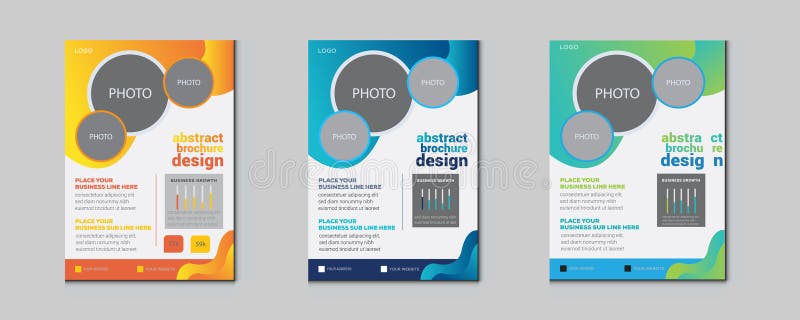 A Bundle of 3 Templates of A4 Flyer, Flyer Template Layout Design Stock ...