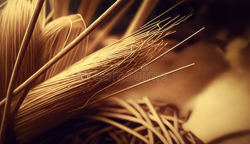 Bundle Texture of Fresh Yellow Straw from the Field, Close-up. AI ...