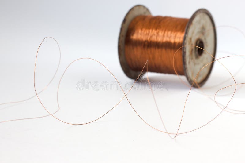Bundle of Thin Cooper Wire on White Background . Stock Photo - Image of ...