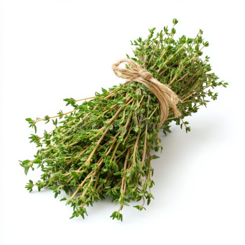 A Bundle of Thyme with Fresh Green Leaves, Isolated on a White ...