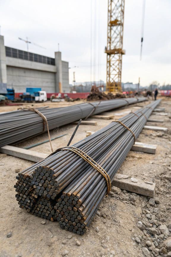 Steel Bars Tied on Construction Site Stock Illustration - Illustration ...