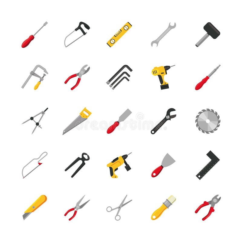 Five Tools of Miner on a White Background Stock Vector - Illustration ...