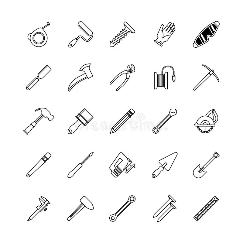 Five Tools of Miner on a White Background Stock Vector - Illustration ...