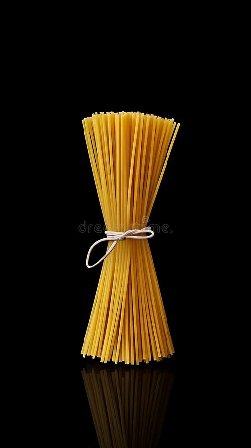 A Bundle of Uncooked Spaghetti Tied with a String is Seen Against a ...