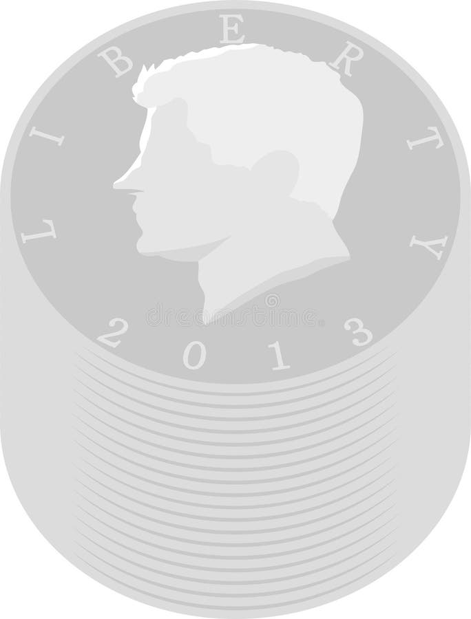 Bundle of US American 50 Cent Coin Stock Illustration - Illustration of ...