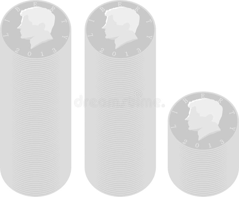 Bundle of US American 50 Cent Coin Stock Vector - Illustration of ...