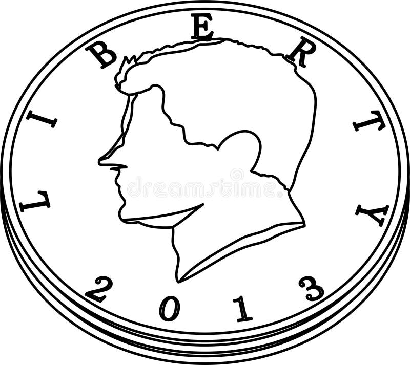 Bundle of US American 50 Cent Coin Outline Stock Illustration ...