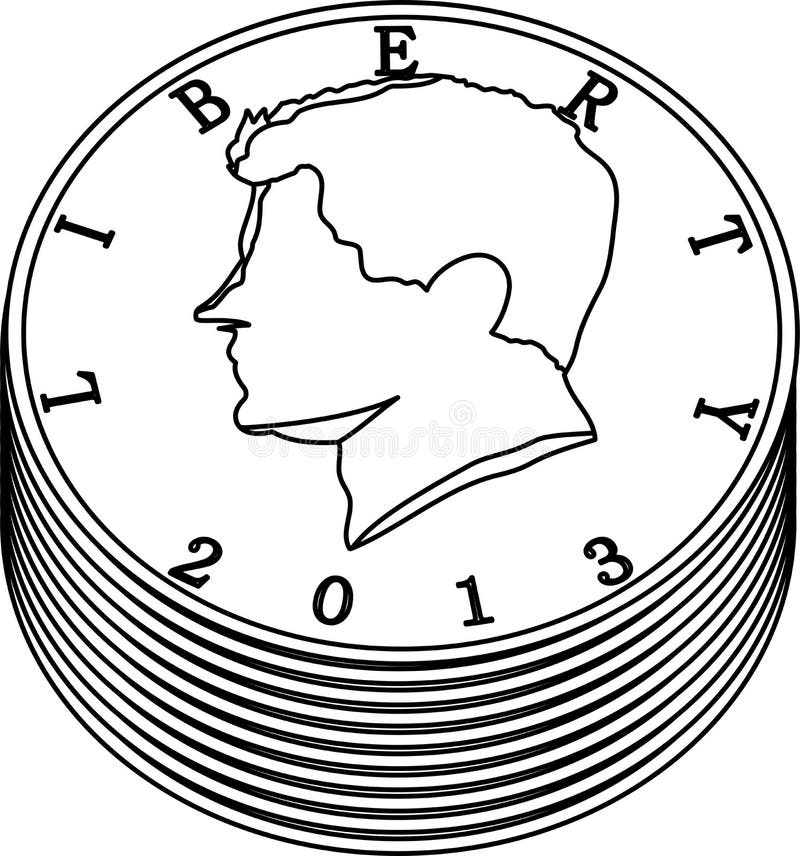 Bundle of US American 50 Cent Coin Outline Stock Illustration ...