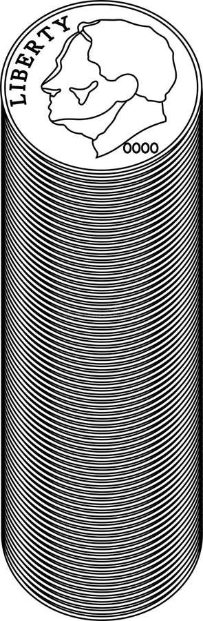 Bundle of US American 10 Cent Coin Outline Stock Illustration ...