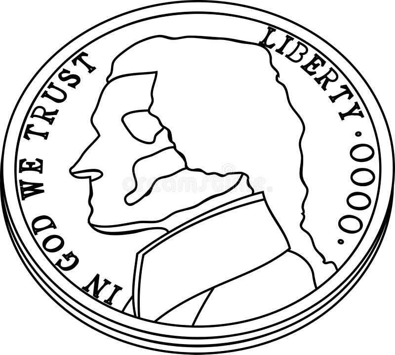 Bundle of US American 5 Cent Coin Outline Stock Vector - Illustration ...