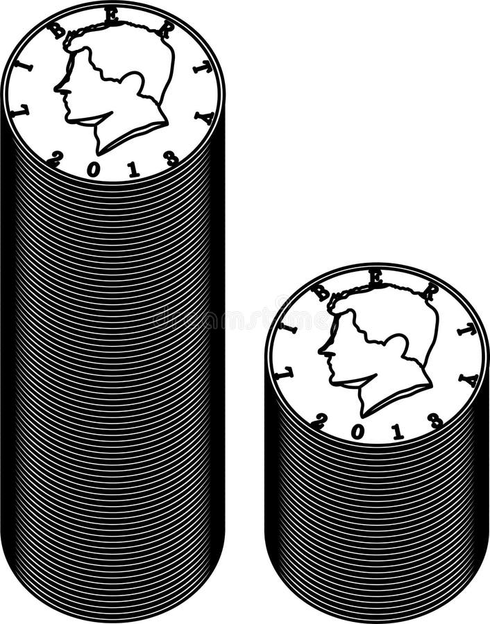 Bundle of US American 50 Cent Coin Outline Stock Vector - Illustration ...