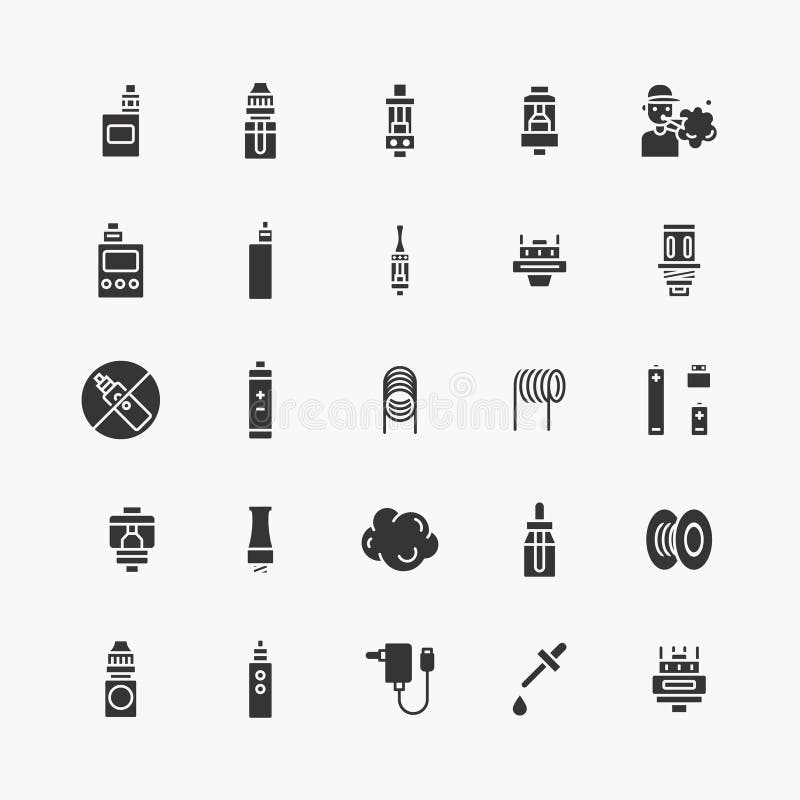 Bundle of Vape Logo Flat Line Icons Collection. for Shop Simple Design ...
