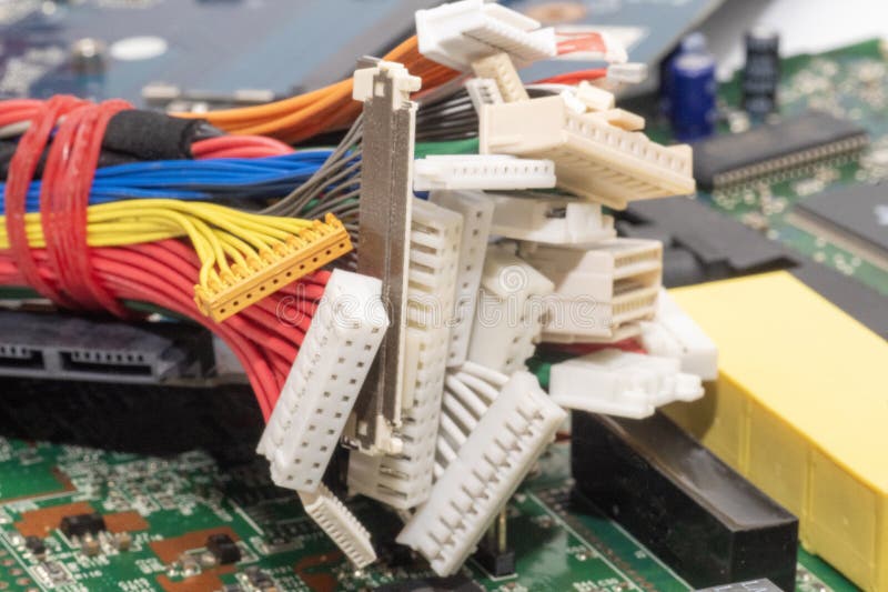 Bundle of Various Colored Cables with Various Connectors Stock Photo ...