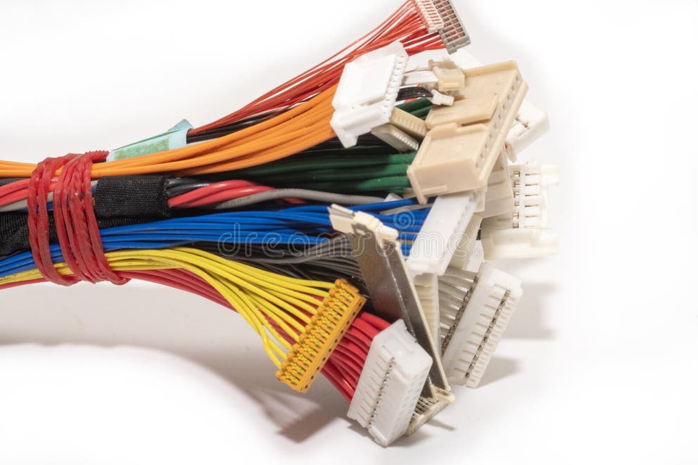 Bundle of Various Colored Cables with Various Connectors Stock Photo ...
