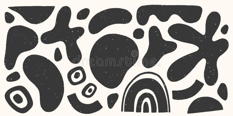 Bundle of Vector Black and White Hand Drawn Various Organic Shapes ...