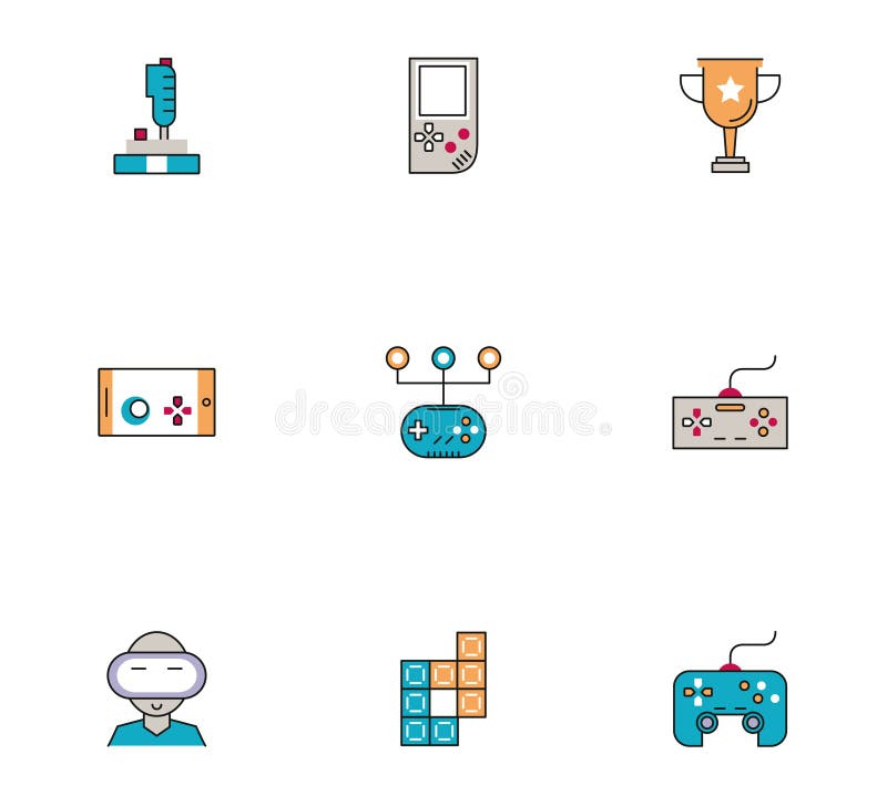 Bundle of video game icons stock vector. Illustration of video - 166440476