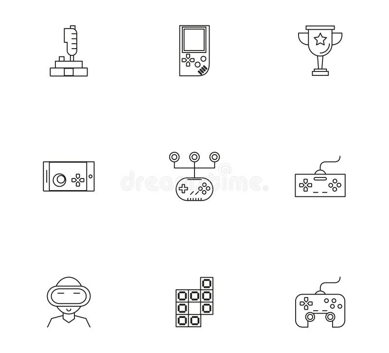 Bundle of video game icons stock vector. Illustration of chip - 166449895