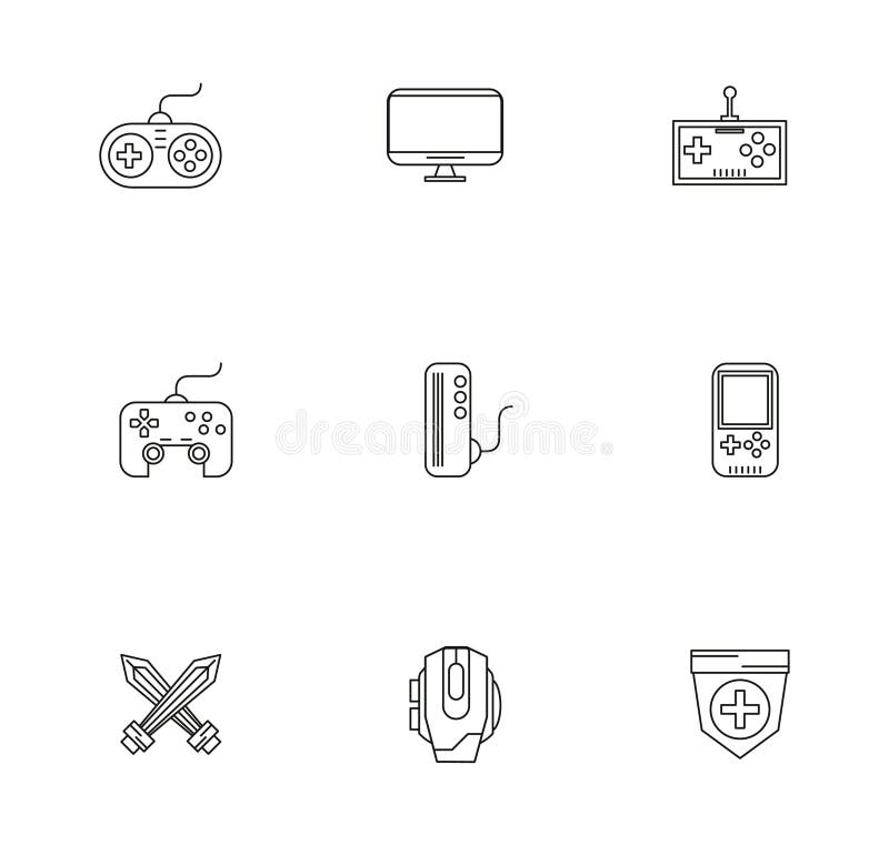Bundle of video game icons stock vector. Illustration of chip - 166450129