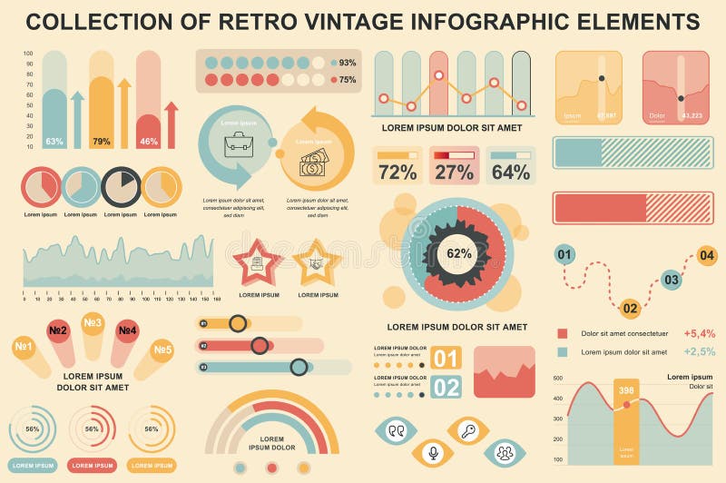 Bundle Vintage Infographic Elements Data Visualization Vector Design ...