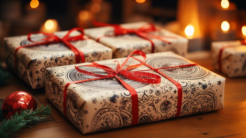 Bundle of Wrapped Christmas Gifts Stock Illustration - Illustration of ...